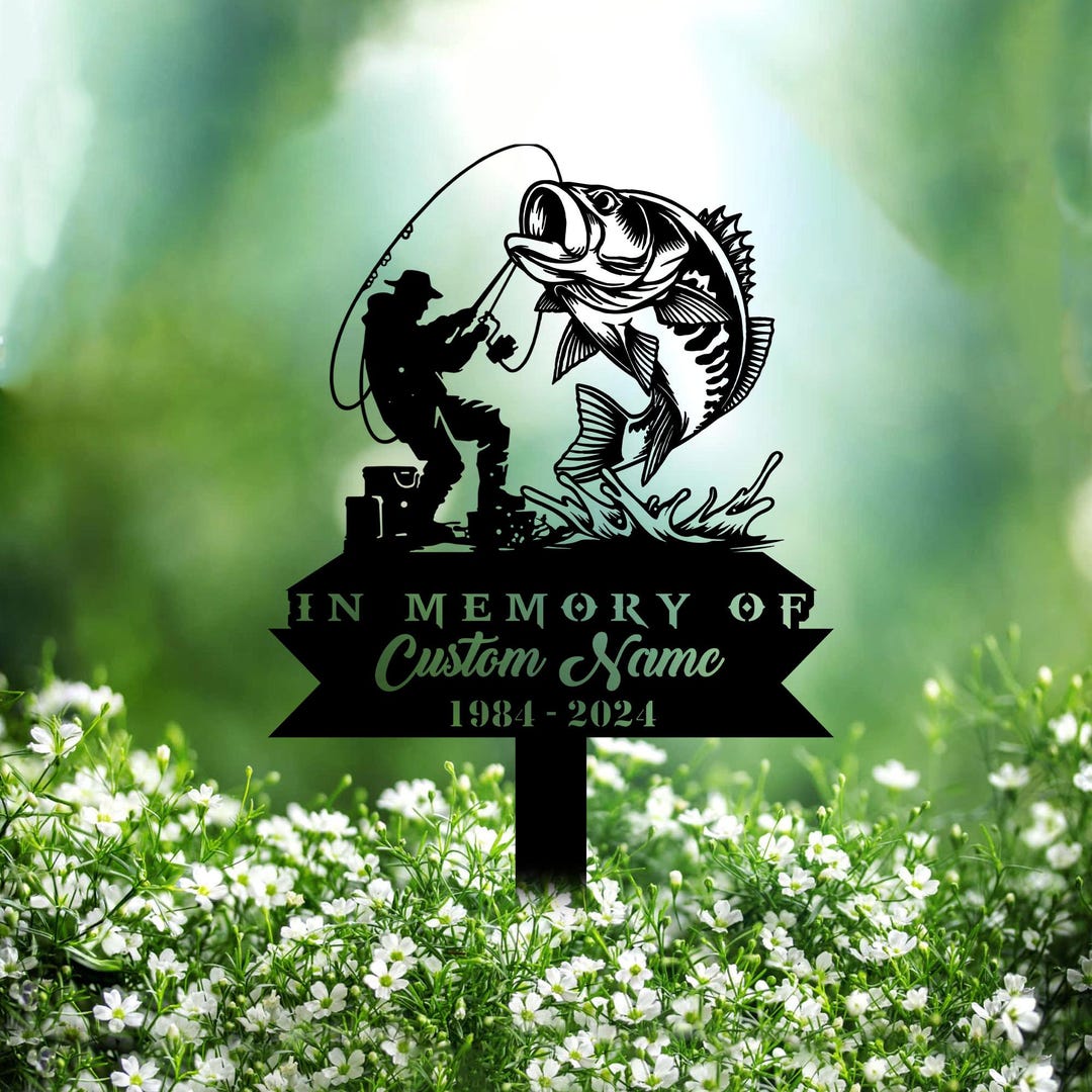 Custom Bass Fishing Metal Memorial Stake Personalized Fisherman ...