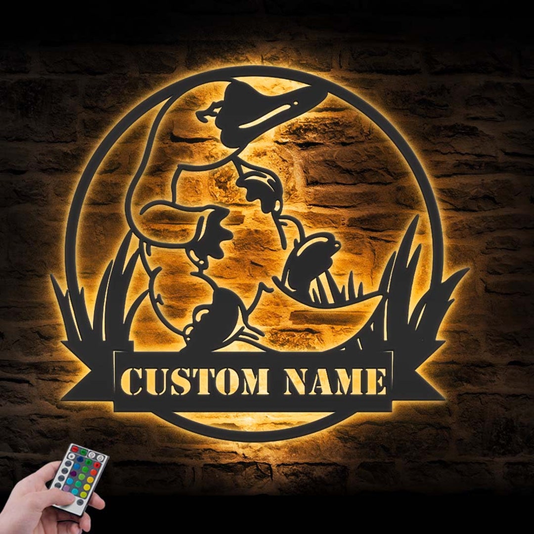 Custom Cute Platypus Metal Wall Art LED Light Personalized Weird Duck ...