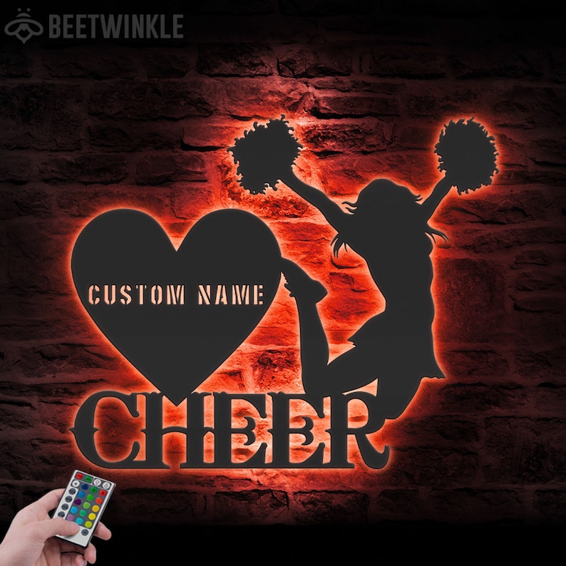 Custom Girl Cheerleading Metal Wall Art LED Light Personalized - Etsy