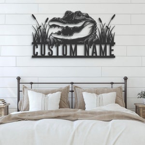 Custom Peeking Alligator Metal Wall Art LED Light Personalized ...