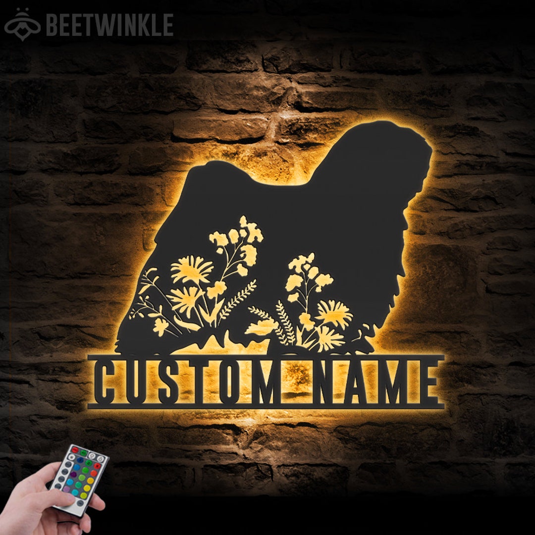 Custom Floral Pulik Metal Wall Art LED Light Personalized Wild Flower ...