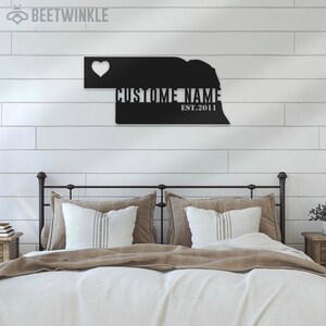 Custom Nebraska Map Metal Wall Art LED Light Personalized Nebraska ...