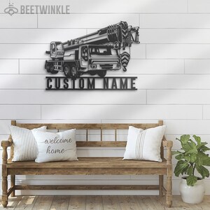 Custom Mobile Crane Truck Driver Metal Wall Art LED Light Personalized ...