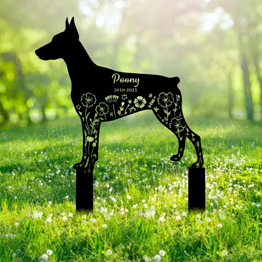 Custom Wildflower Doberman Pinscher Metal Memorial Garden Stake ...