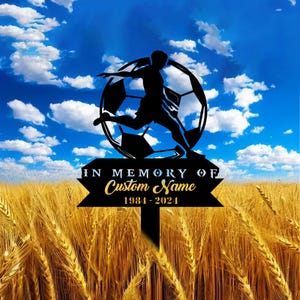 Custom Soccer Metal Memorial Stake Personalized Football Player Grave ...