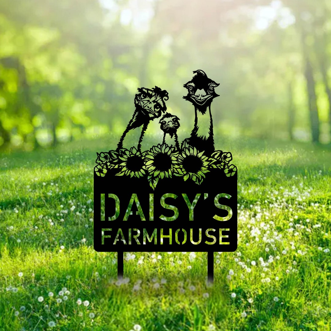 Custom Emu Ostrich Farmhouse Garden Metal Sign Personalized Farm Yard ...