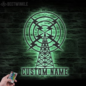 Custom Ham Radio Metal Wall Art LED Light Personalized Amateur Radio ...