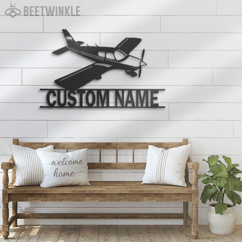 Custom Airplane Metal Wall Art LED Light Personalized Pilot - Etsy