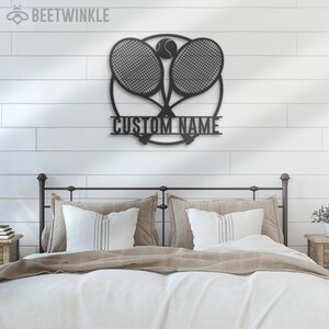 Custom Ball Racket Tennis Metal Wall Art LED Light Personalized Tennis ...