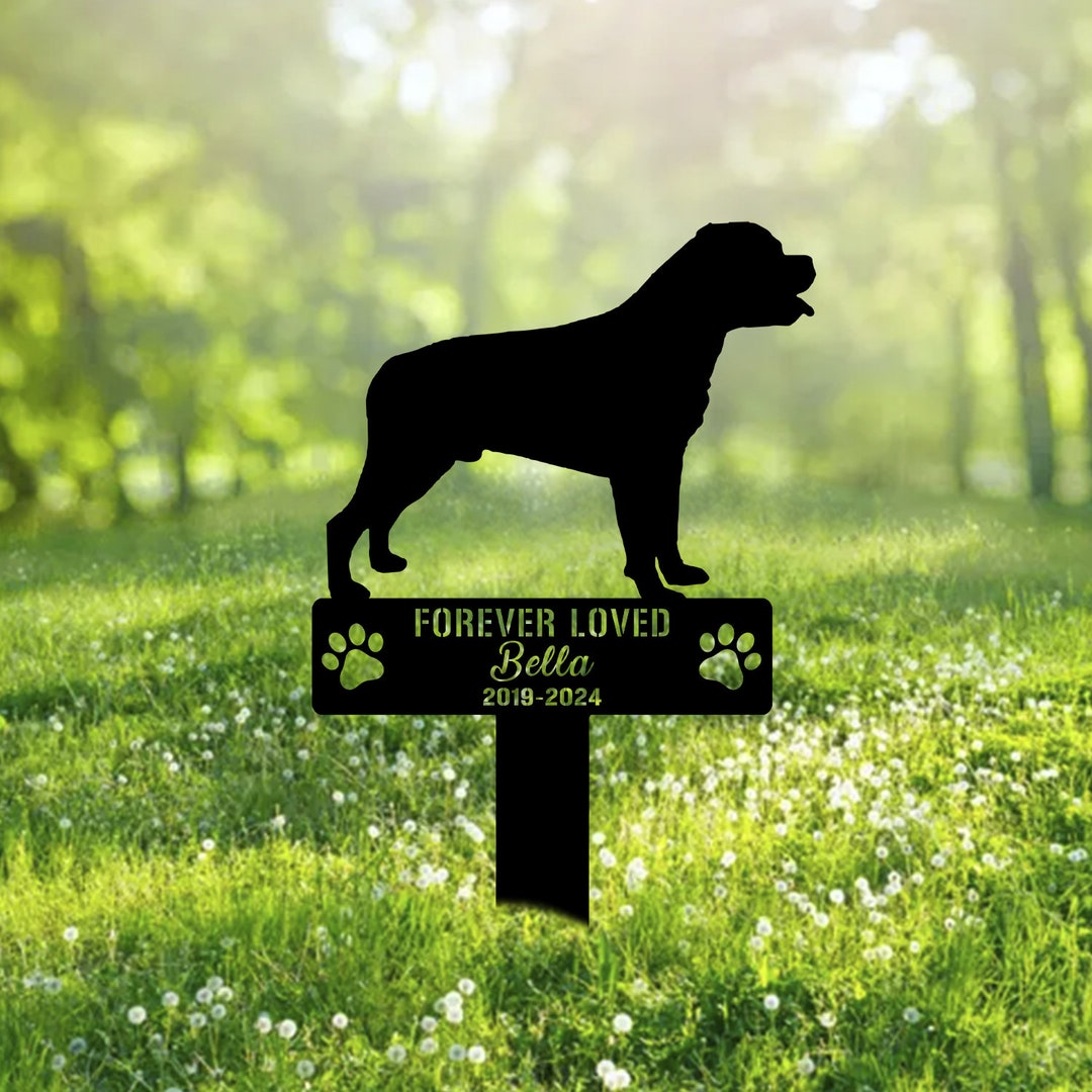 Custom Rottweiler Dog Metal Memorial Garden Stake Personalized Pet ...