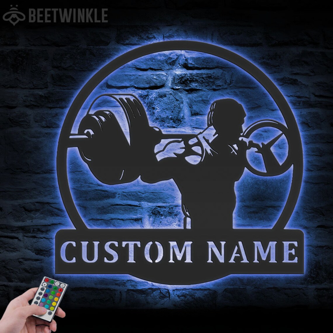 Custom Powerlifting Workout Metal Wall Art LED Light - Etsy
