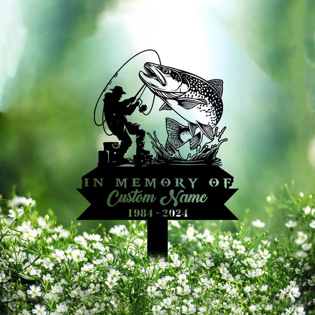 Custom Trout Fishing Metal Memorial Stake Personalized Fisherman ...