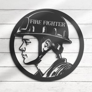 Custom Firefighter Metal Wall Art LED Light Personalized Fireman Name ...