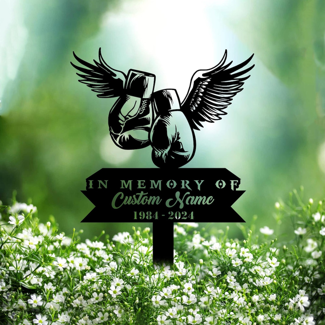 Custom Boxing Gloves With Wings Metal Memorial Stake Personalized Boxer ...