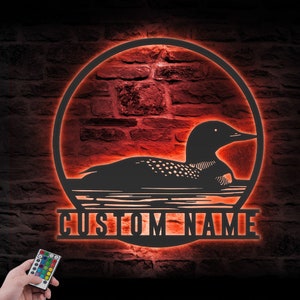 Custom Pacific Loon Metal Wall Art LED Light Personalized Loon Lover ...