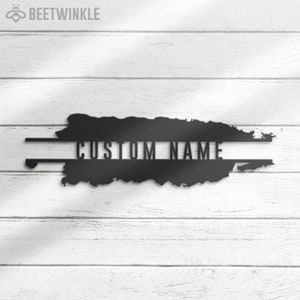 Custom Puerto Rico Map Metal Wall Art LED Light Personalized Puerto ...