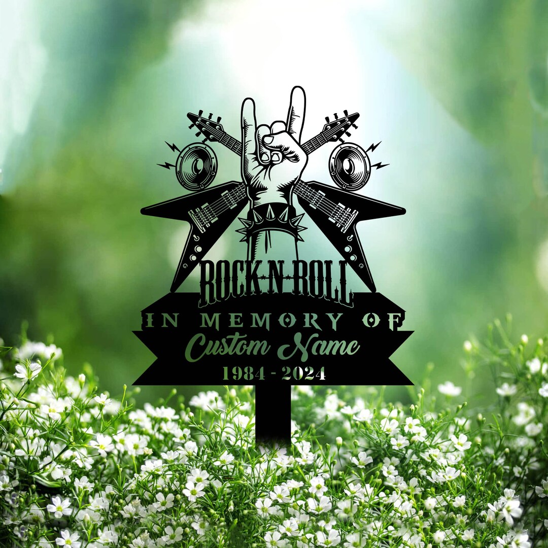 Custom Rock and Roll Metal Memorial Stake Personalized Rock Singer ...