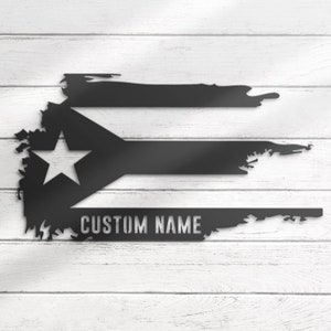 Custom Distressed Puerto Rico Flag Metal Wall Art LED Light ...