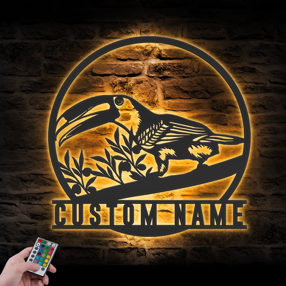 Custom Toucan Bird Metal Wall Art LED Light Personalized Bird Lover ...