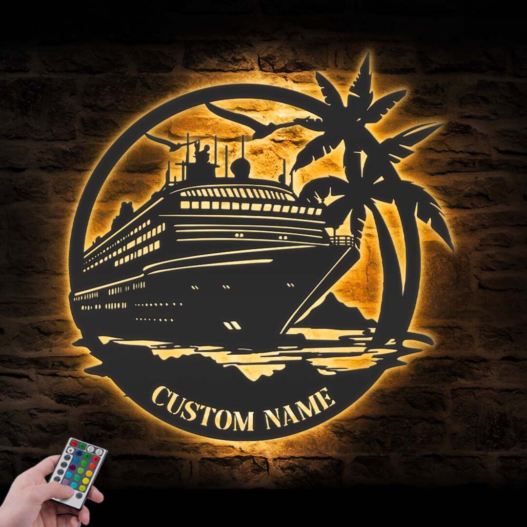 Custom Family Cruise Ship Metal Wall Art LED Light Personalized Family ...