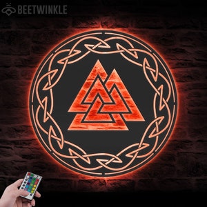 Valknut Metal Wall Art LED Light Viking Symbol Sign Home Decor Viking ...