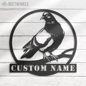 Custom Pigeon Peace Bird Metal Wall Art LED Light Personalized Dove Pet ...
