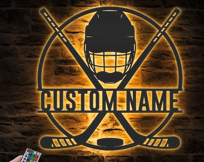 Metal Hockey Sign W Name, Hockey Metal Sign, Metal Kid's Name Sign ...