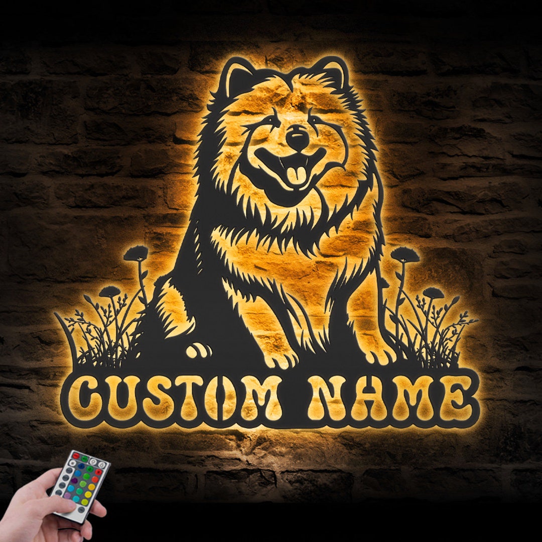 Custom Samoyed Metal Wall Art LED Light Personalized Dog Lover Name ...