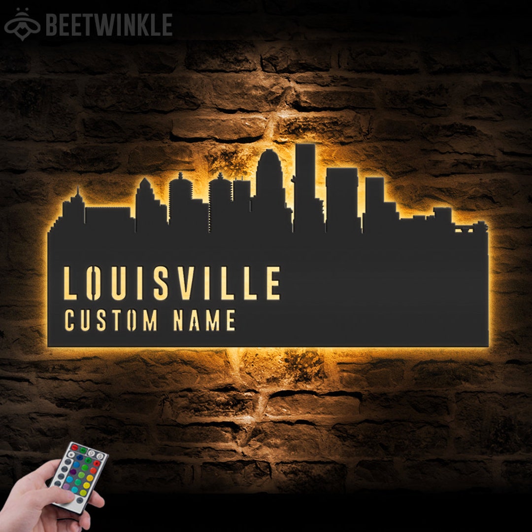 Custom Louisville Skyline Metal Wall Art LED Light Personalized ...
