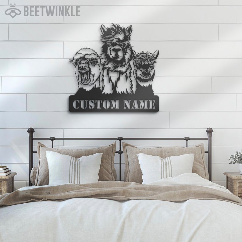Custom Alpaca Farmhouse Metal Wall Art LED Light Personalized - Etsy