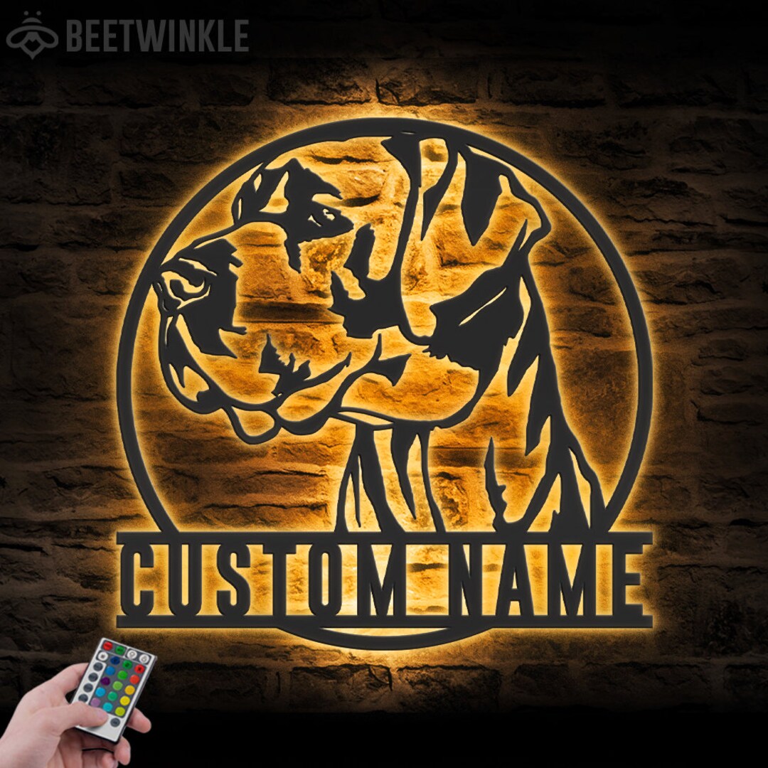 Custom Great Dane Metal Wall Art LED Light Personalized Dog Lover Name ...