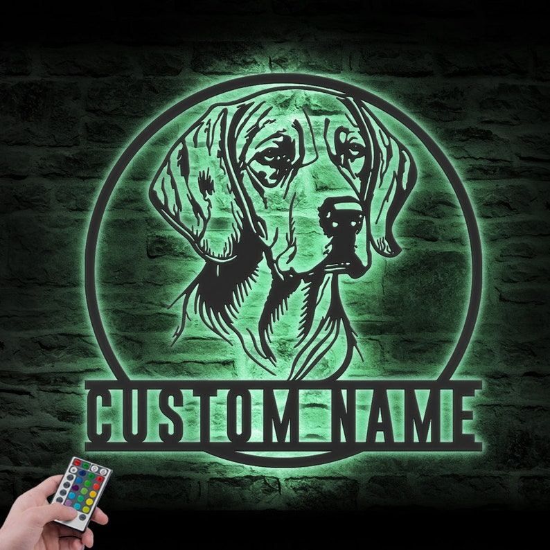 Custom Vizsla Metal Wall Art LED Light Personalized Dog Lover Name Sign ...