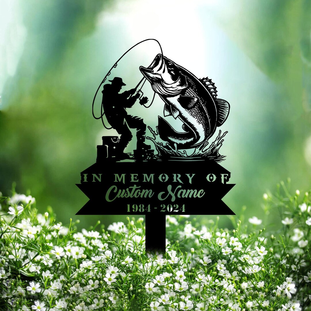 Custom Largemouth Bass Fishing Metal Memorial Stake Personalized ...