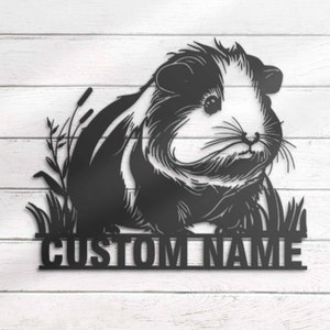 Custom Guinea Pig Metal Wall Art LED Light Personalized Cavy Lover Name ...