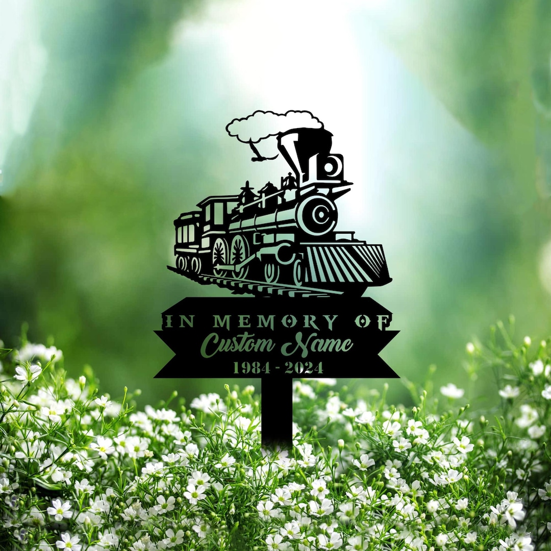 Custom Steam Engine Train Locomotive Metal Memorial Stake Personalized ...