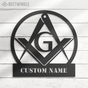 Custom Mason Square & Compass Metal Wall Art LED Light Personalized ...