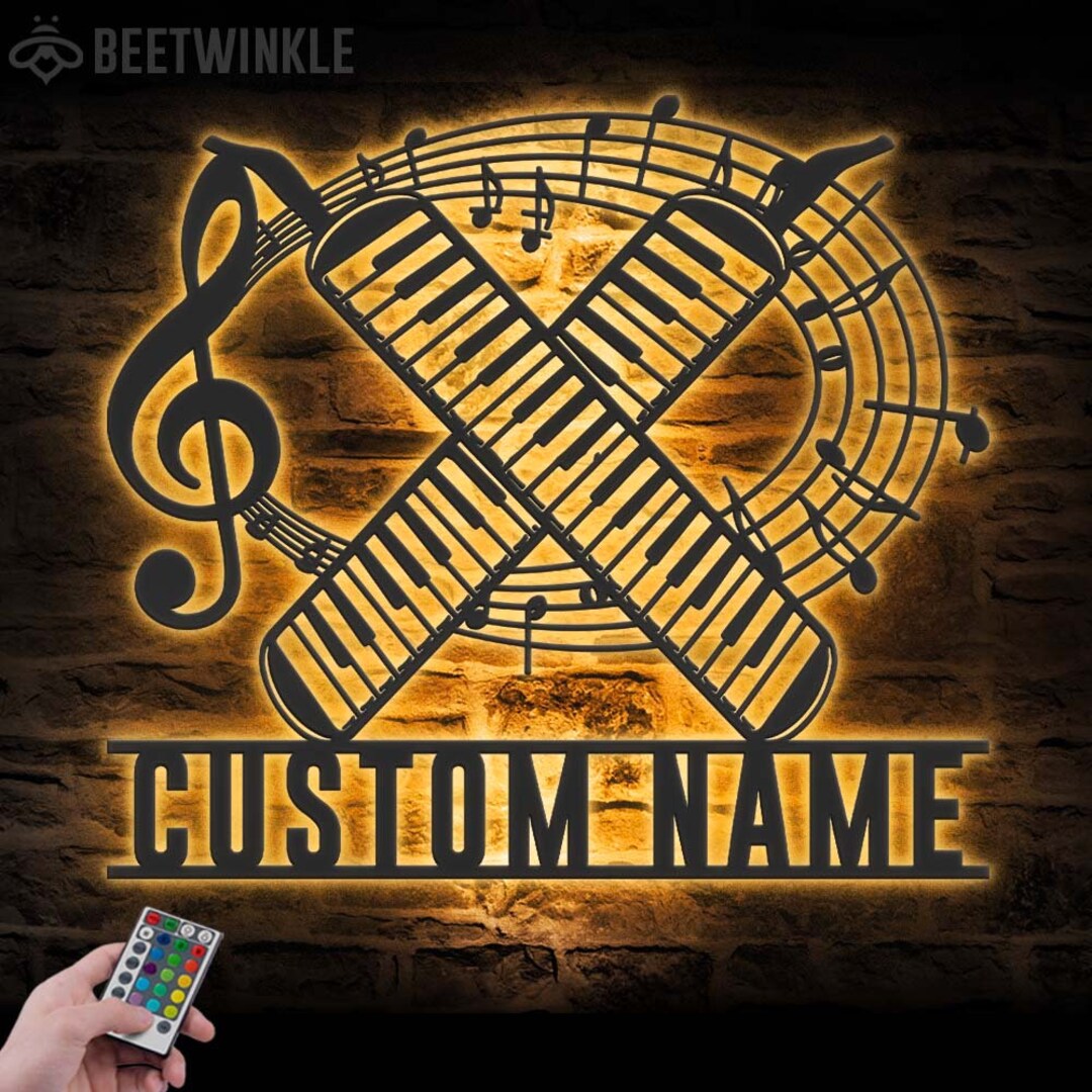 Custom Melodica Musical Instrument Metal Wall Art LED Light ...
