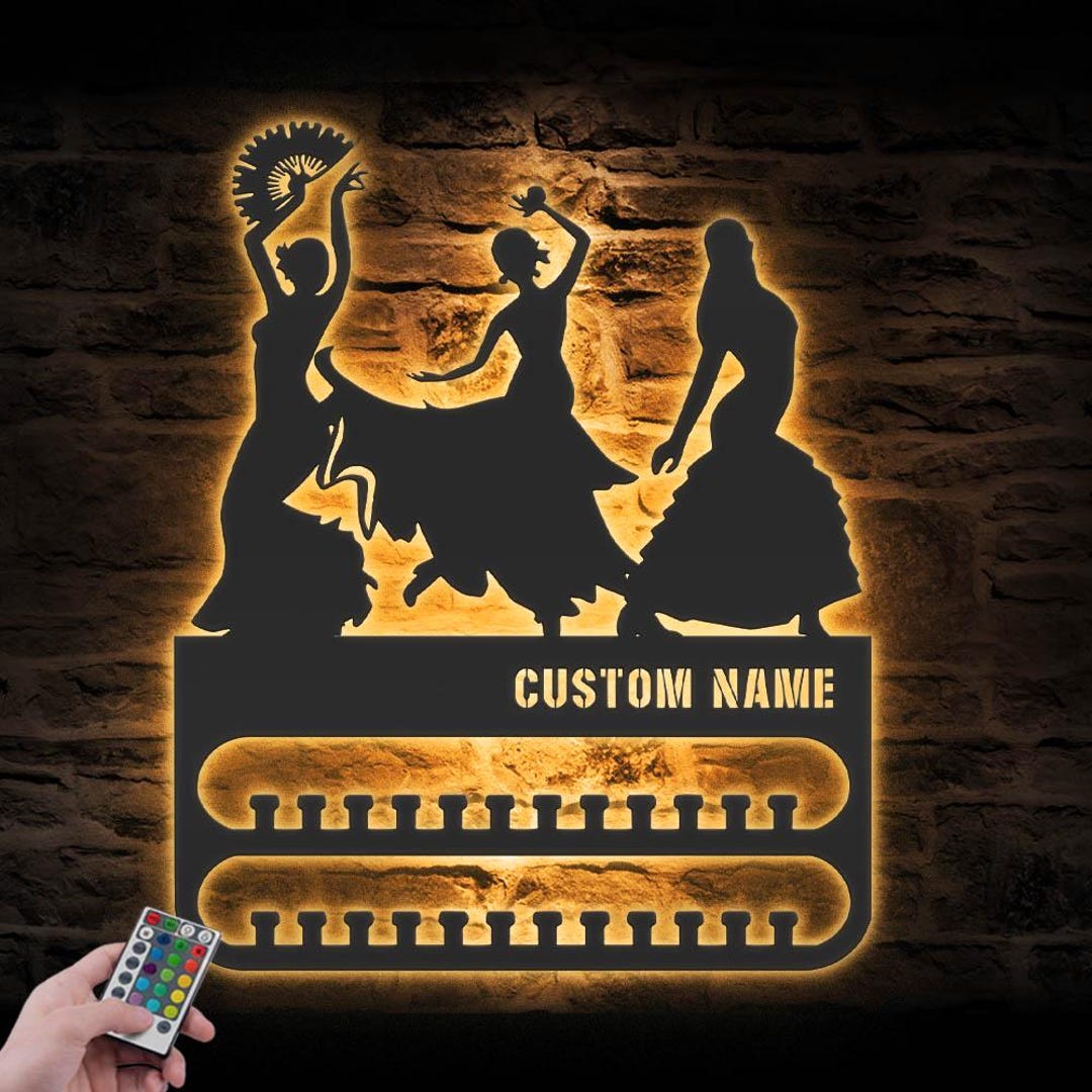 Custom Flamenco Dancing Medal Hanger With Led Light Modern Dance Medal ...