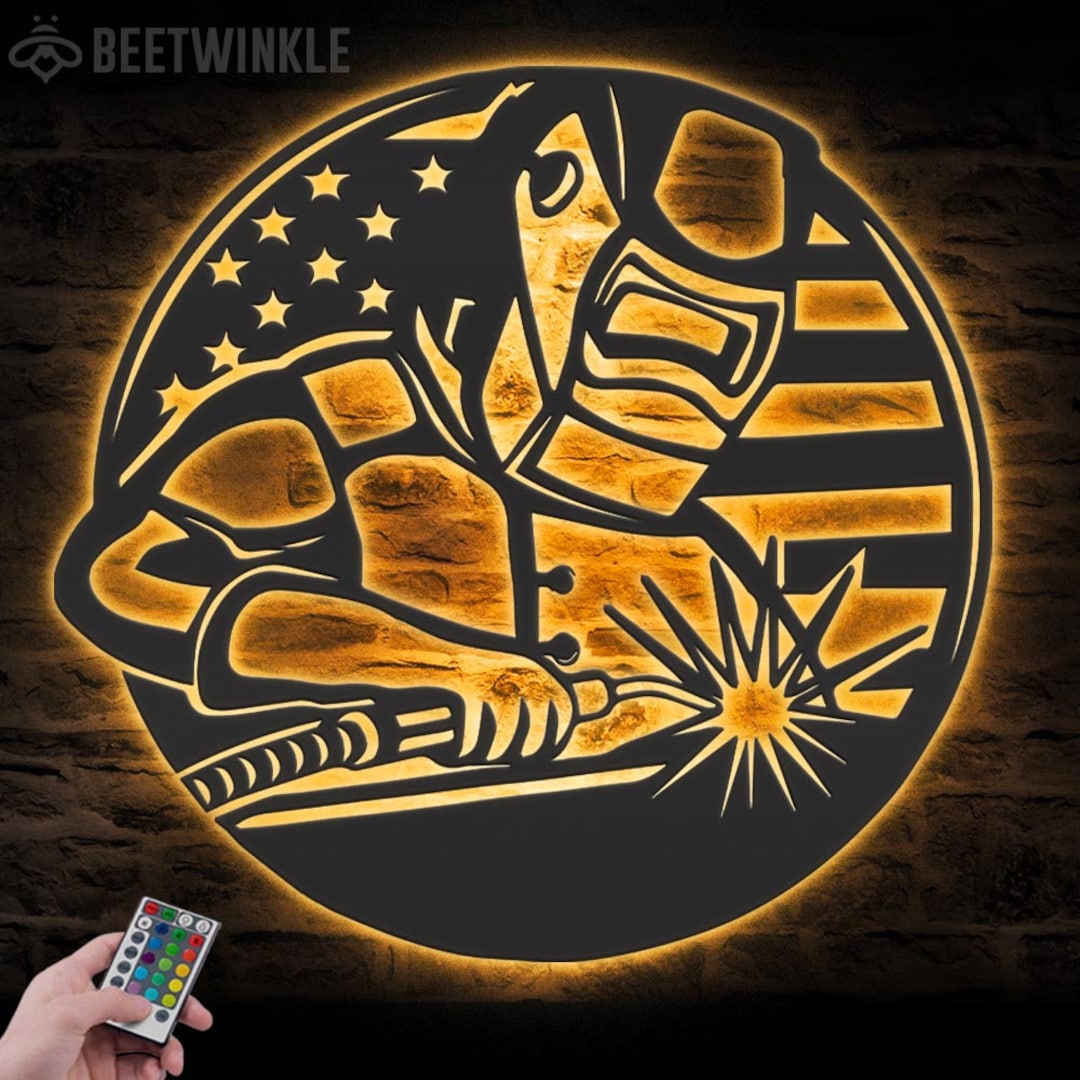 Custom Welding Metal Wall Art LED Light Personalized Welder - Etsy