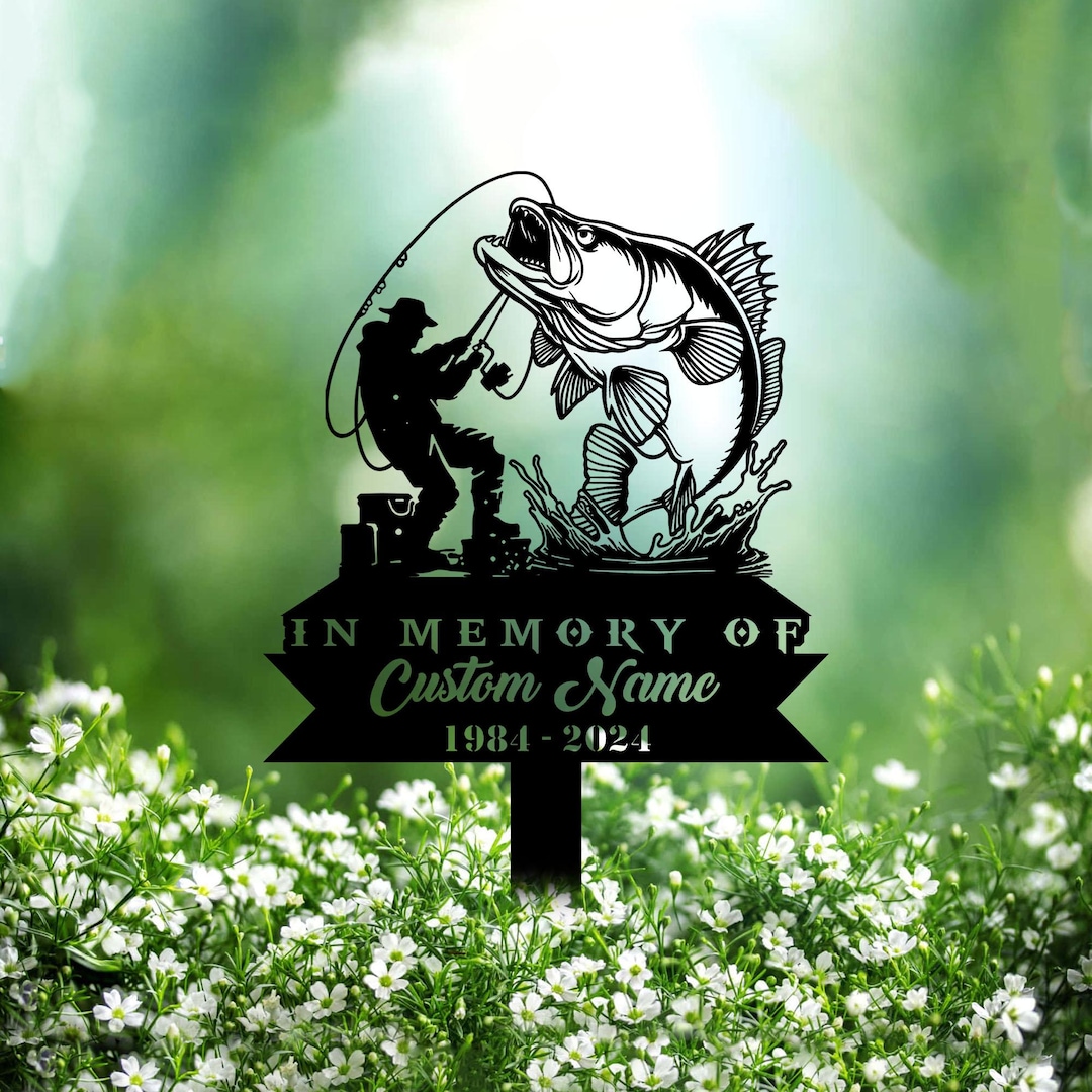 Custom Walleye Fishing Metal Memorial Stake Personalized Fisherman ...