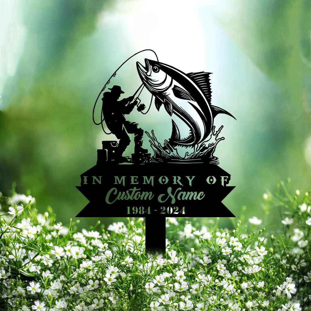 Custom Tuna Fishing Metal Memorial Stake Personalized Fisherman ...