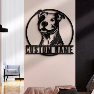 Custom Pitbull Metal Wall Art LED Light Personalized Dog Lover Name ...