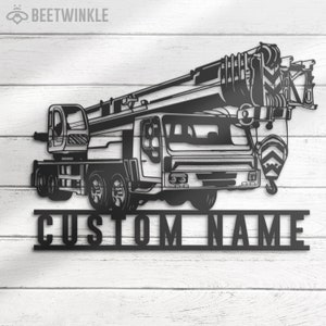 Custom Mobile Crane Truck Driver Metal Wall Art LED Light Personalized ...