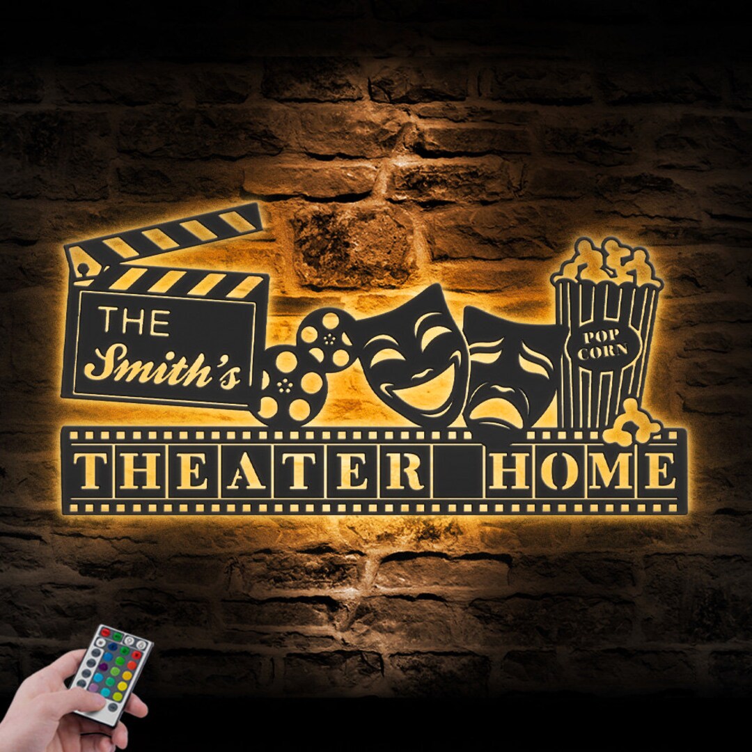 Custom Comedy and Tragedy Metal Wall Art LED Light Personalized Family ...