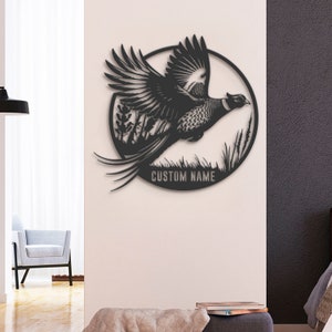 Custom Pheasant Hunting Metal Wall Art LED Light Personalized Hunter ...