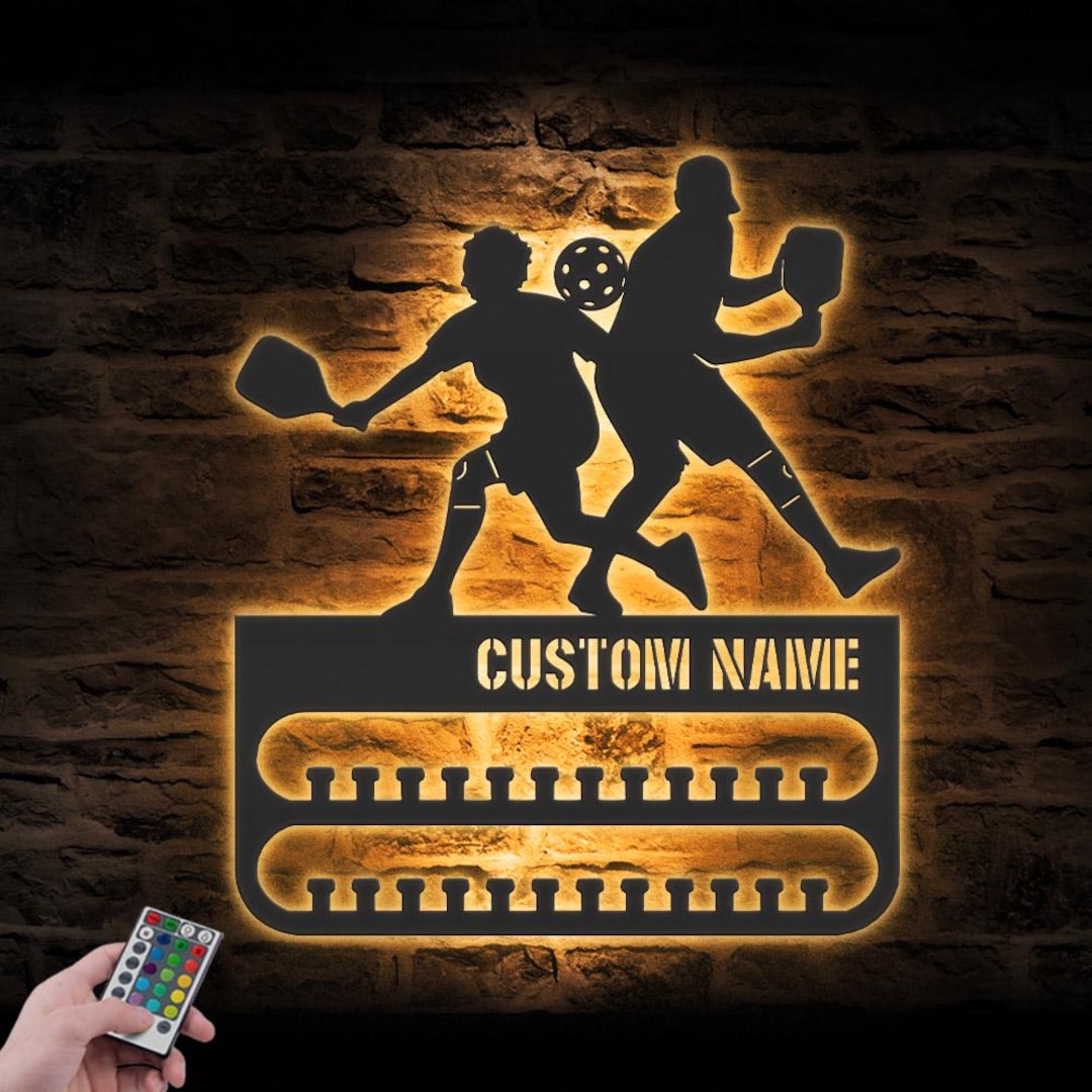 Custom Couple Pickleball Medal Hanger With Led Light Player Medal ...