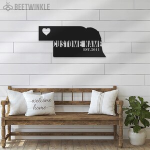 Custom Nebraska Map Metal Wall Art LED Light Personalized Nebraska ...