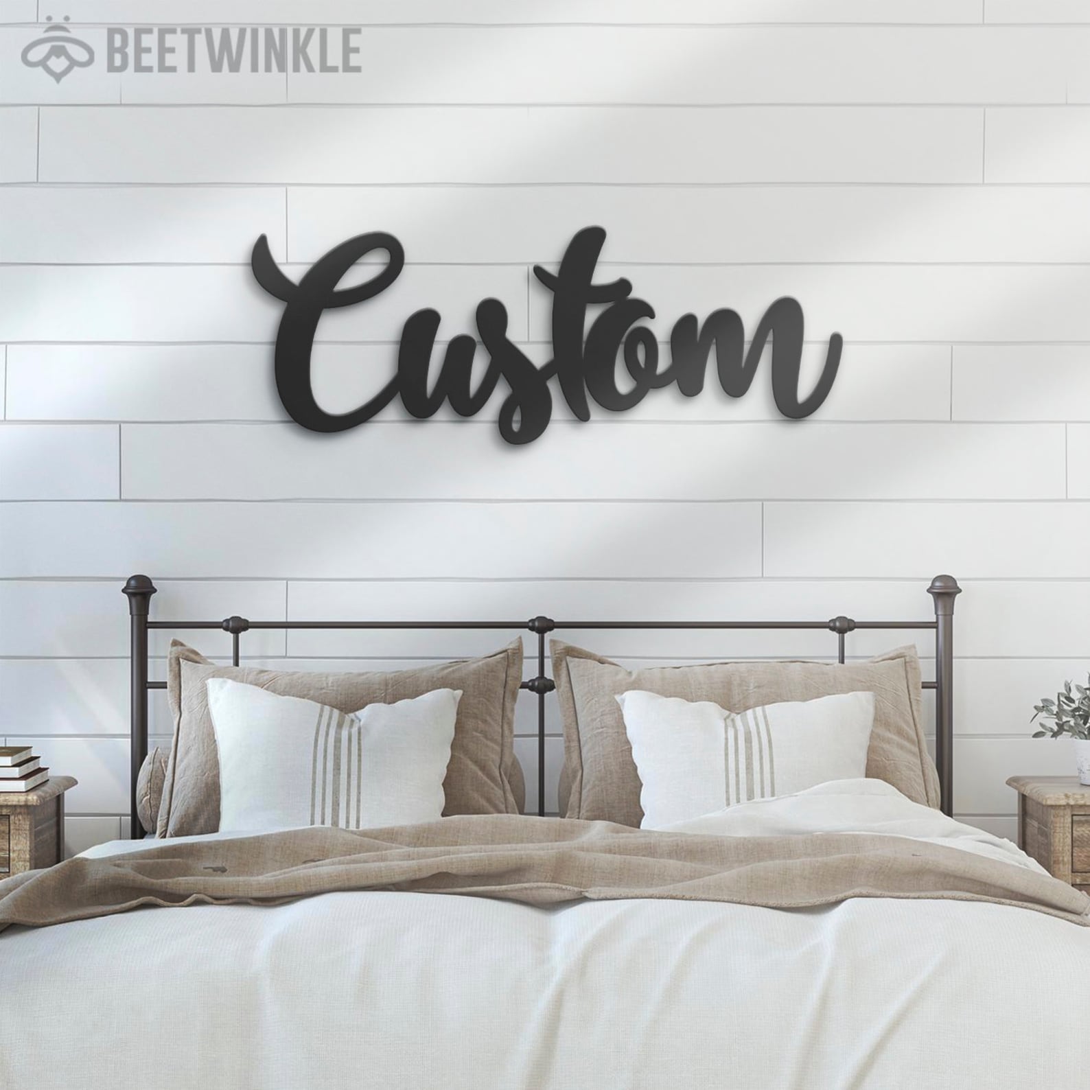 Your Custom Text Words Metal Wall Art LED Light Personalized Name Sign ...