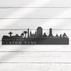 Custom Boricua Puerto Rico City Skyline Metal Wall Art LED Light ...