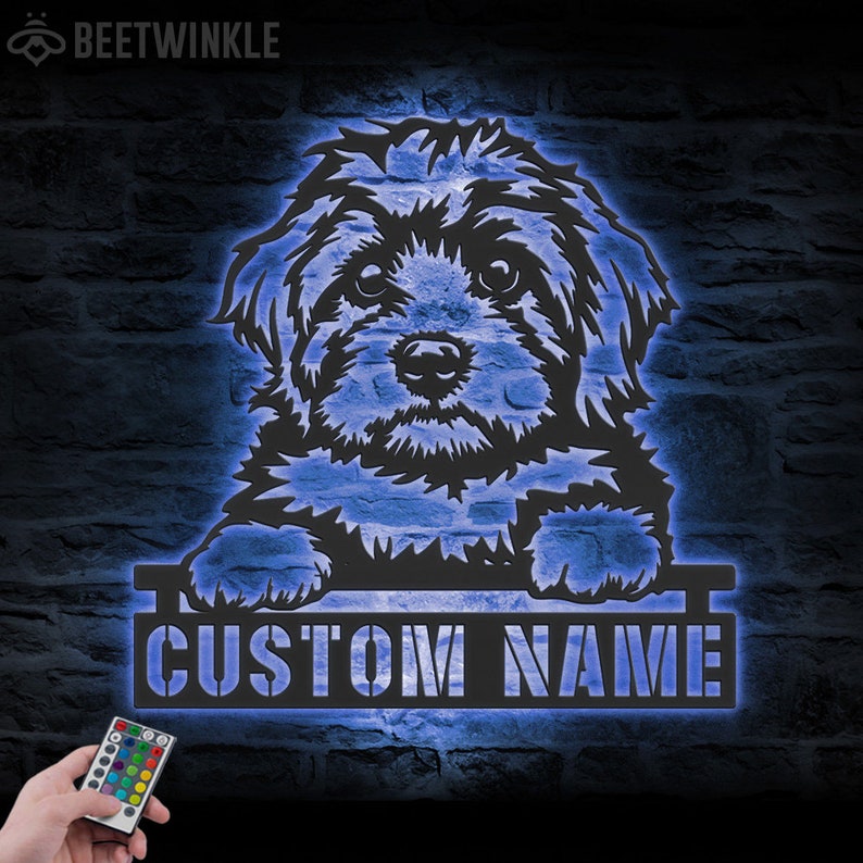 Custom Peeking Cavapoo Metal Wall Art LED Light Personalized - Etsy